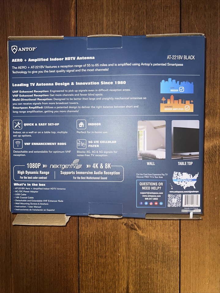 ANTOP AT221-BV Aero + Amplified Indoor HDTV Antenna | eBay