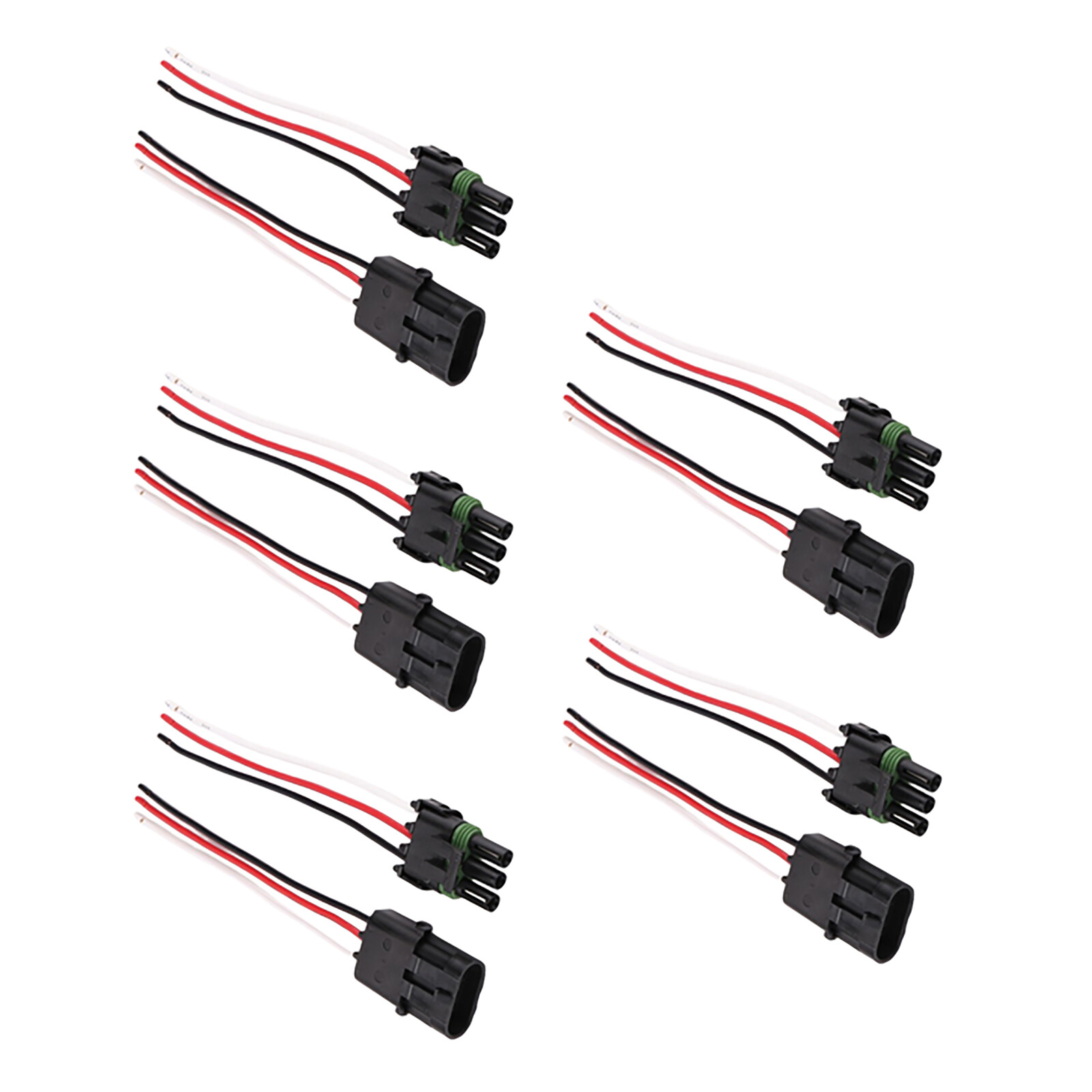 5x Female + 5x Male OLS 3-Wire Weather Pack Connector Kit with 6" 16 ...