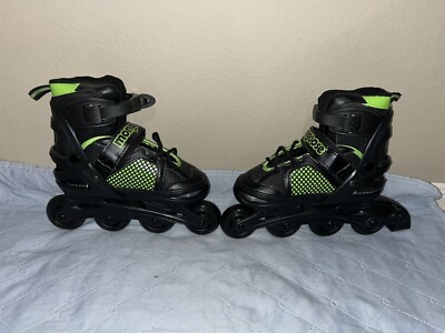 NEW Boys Rollerblades Mongoose SIZE 1-4 Adjustable Black Green Inline ...