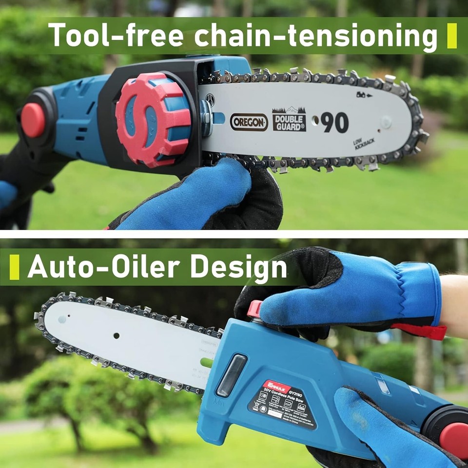 Enhulk 20V Cordless 8-inch Power Pole Saw for Tree Trimming, 13-foot ...