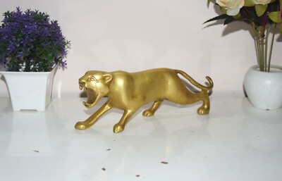 Handmade Brass Panther Statue Leaping Leopard Figurine Reception ...