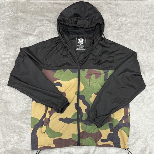 Zero Foxtrot Jacket Mens XL Black Camo Hooded Windbreaker Lightweight ...