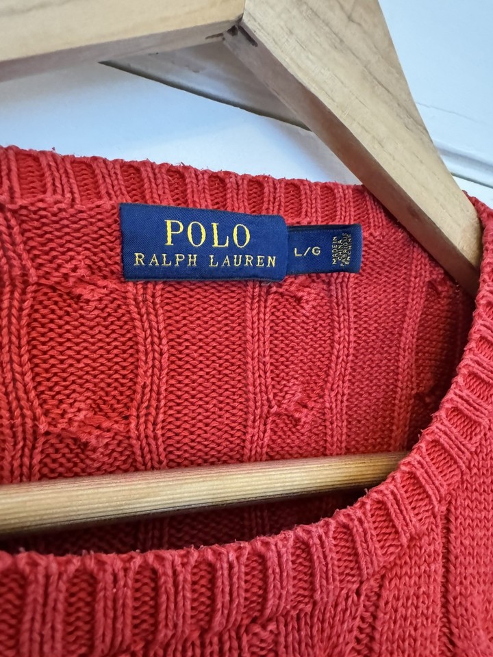 Authentic Polo Ralph Lauren Ladies Red Cotton Jumper Size L | eBay