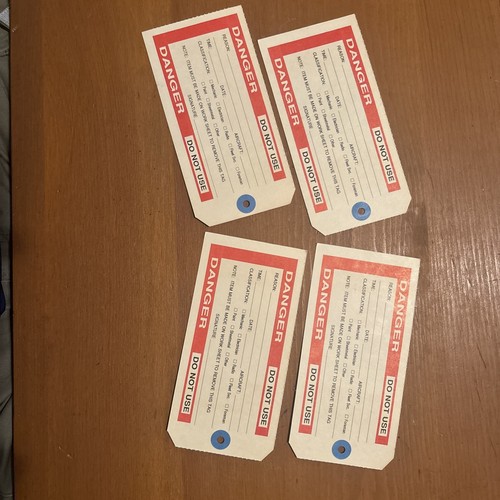 FOUR (4) Vintage Airlines AIRCRAFT DANGER TAGS 6” NEW UNUSED FS | eBay