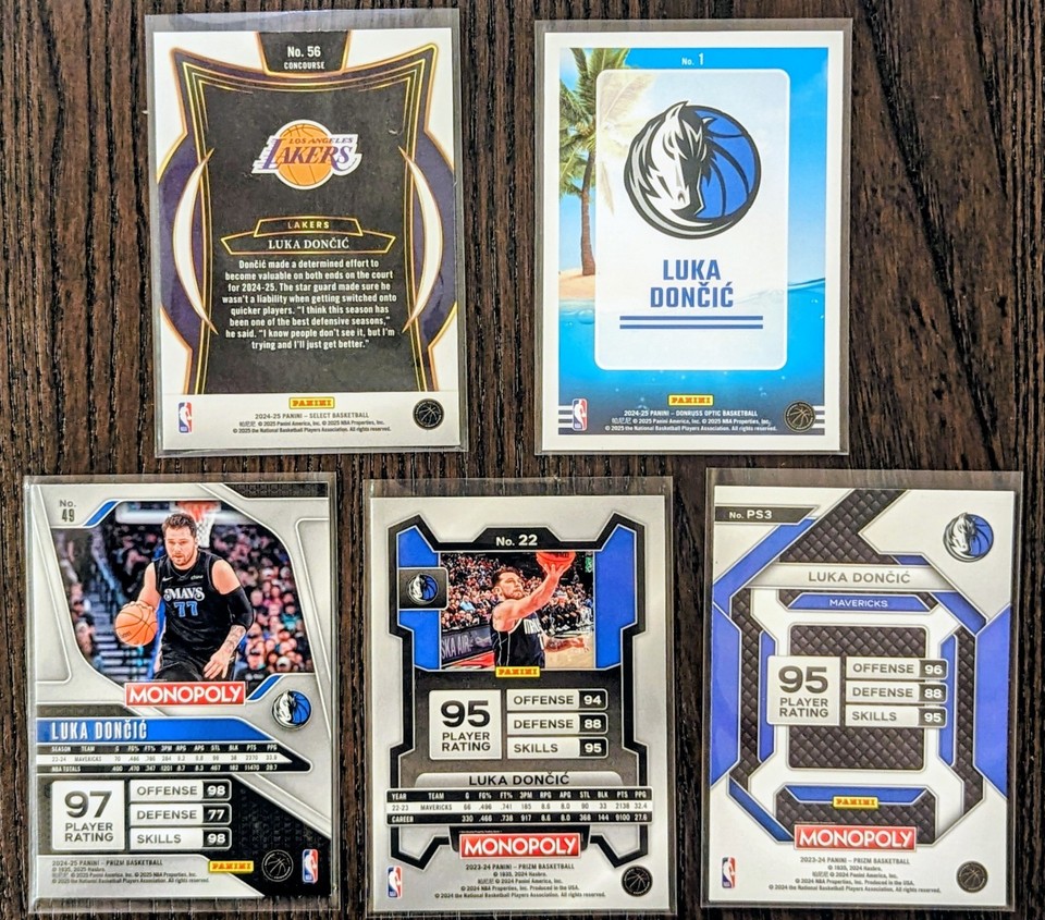 Luka Doncic Lot - 5 Cards - 2023/24/25 Prizm, Optic, Select - Dallas ...