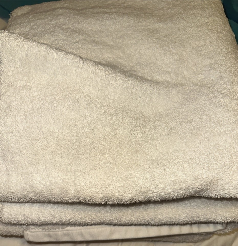 3 Restoration Hardware 100% Turkish Cotton Bath Towels CLEAN White 26 X ...