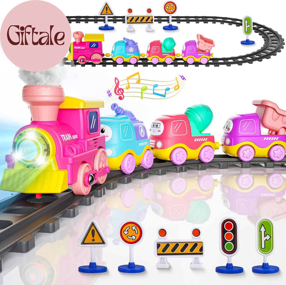 Steam Track Train Set for Toddlers, Magnetic Connection Train Toys W ...