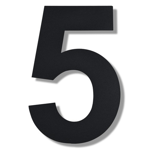 12" Stainless Steel Floating House Number 5 Modern Black Outdoor ...