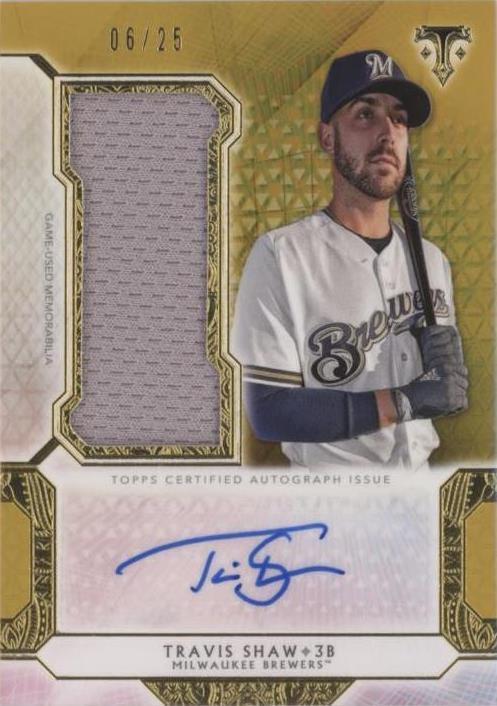 2018 Topps Triple Threads - Autograph Single Jumbo Relics Travis Shaw # ...