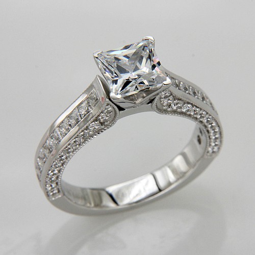 3.75CT Solitaire Princess Simulate Diamond 14K White Gold Finish ...