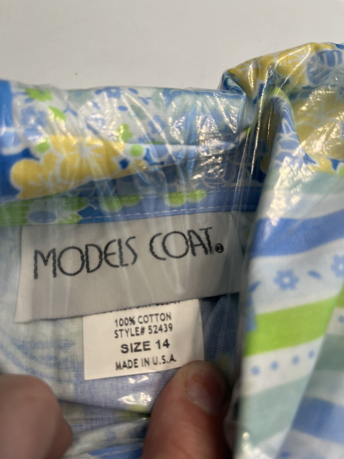 NOS - Vintage Models Coat Blue Paisley Floral Button … - Gem
