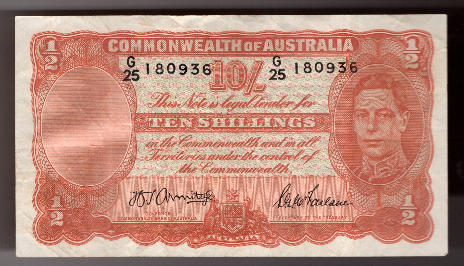 Australia 1942 10 Shillings Circulated Banknote Pic# 25b | eBay