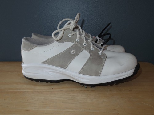 Boy's FootJoy Junior GJ White Gray Golf Shoes 45053 Lace-Up - Size 5 M ...
