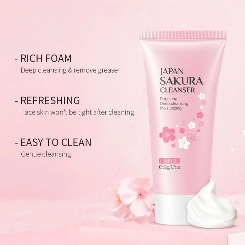 Sakura Cleanser Foam Moisturizing Face Deep Cleansing Removes Oily Skin ...