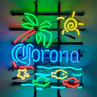 New Corona Extra Macaw Fish Palm Tree Neon Light Sign 20"x16" Beer Lamp ...