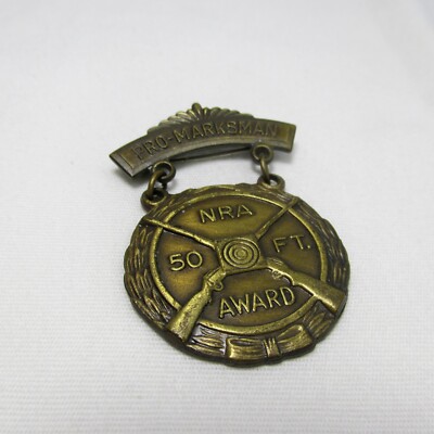 Vintage NRA Bronze Pro-Marksman Sharpshooter 50 FT Award Badge Pin ...