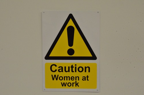 Caution Women At Work Hazard Warning Sign With/Without Holes Or Sticker ...