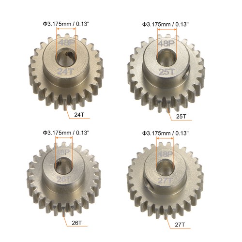 48P Pinion Motor Gear Set 24T 25T 26T 27T 1/8 inch RC Motor Shaft 7075 ...