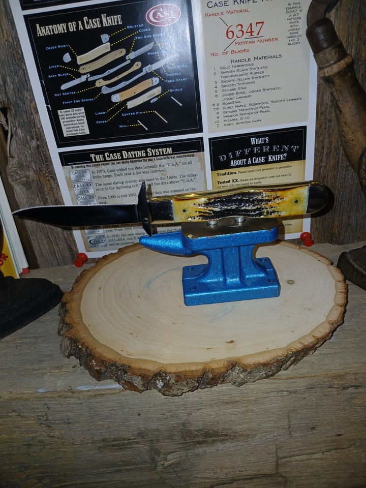 2002 CASE XX CHEETAH Knife 6.5111 1/2L SS STAG Handles Etched Blade ...