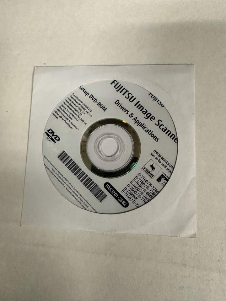 Fujitsu fi-7160 7260 7180 7280 7030 800R 7460Scanner Driver Software CD ...