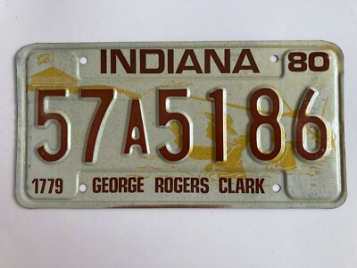 1980 Indiana License Plate George Rogers Clark Graphic | eBay