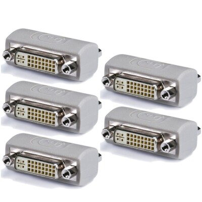 5x DVI Coupler Adapter Female to Female for DVI-A DVI-I DVI-D Monitor ...