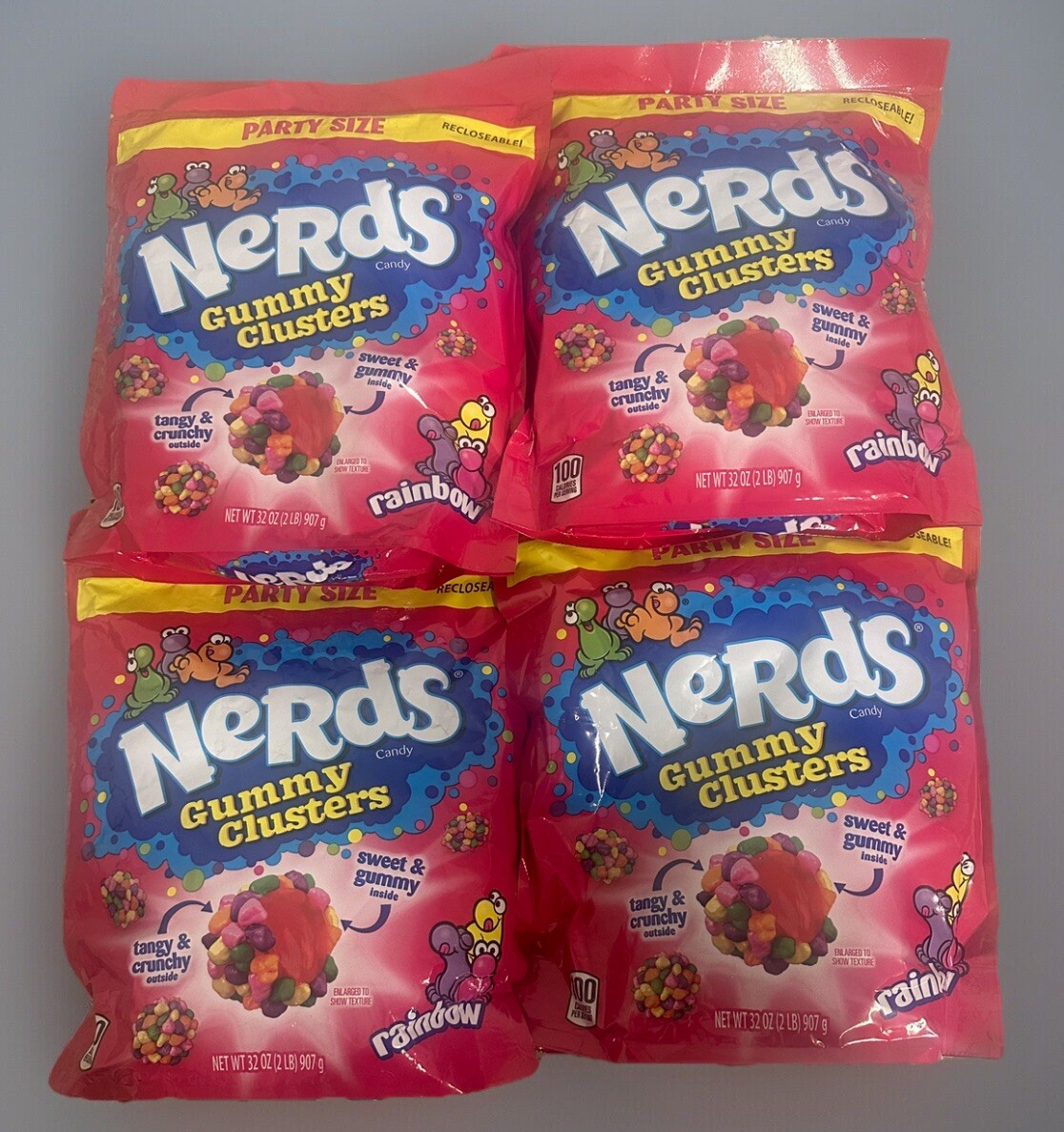 4 x 2lb Bulk PARTY SIZE NERDS RAINBOW GUMMY CLUSTERS - 8 Pounds Total ...