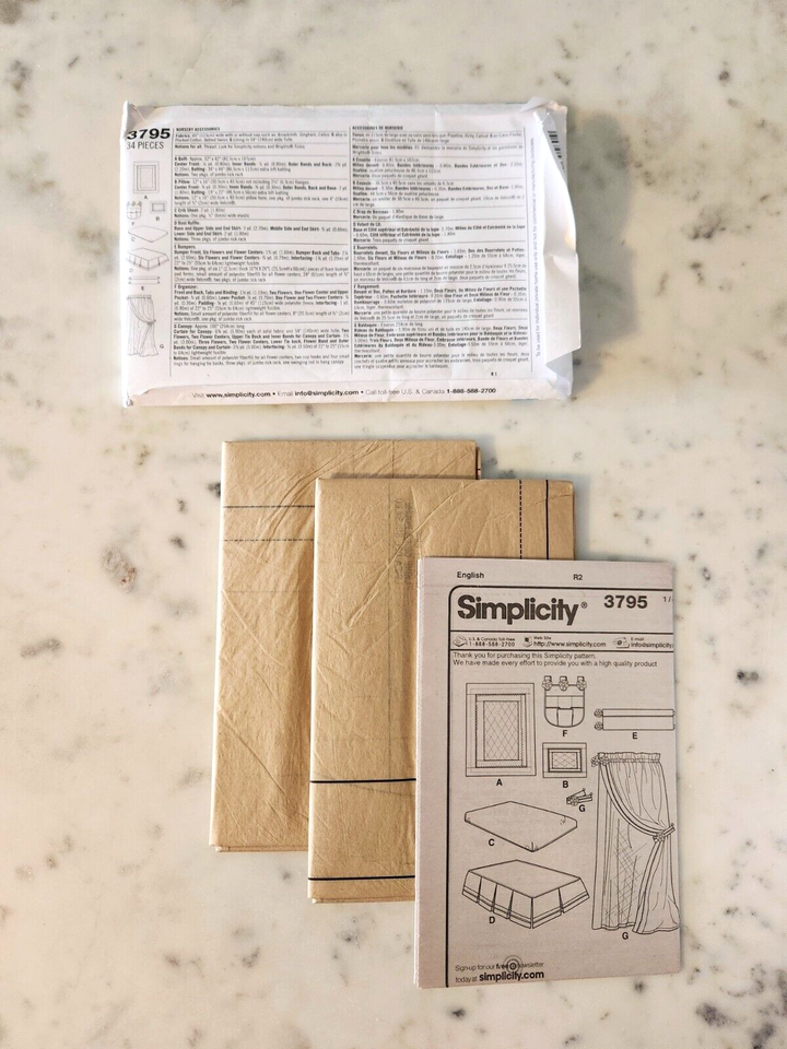 New UNCUT Simplicity 3795 Nursery Accessories Sewing Pattern crib ...