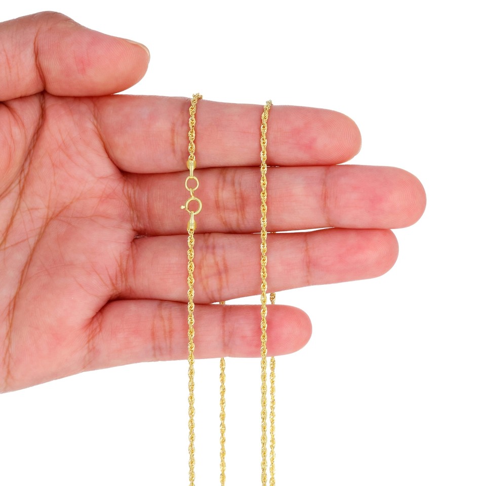 10K Yellow Gold 1mm-4mm Laser Diamond Cut Rope Chain Necklace Men Women ...