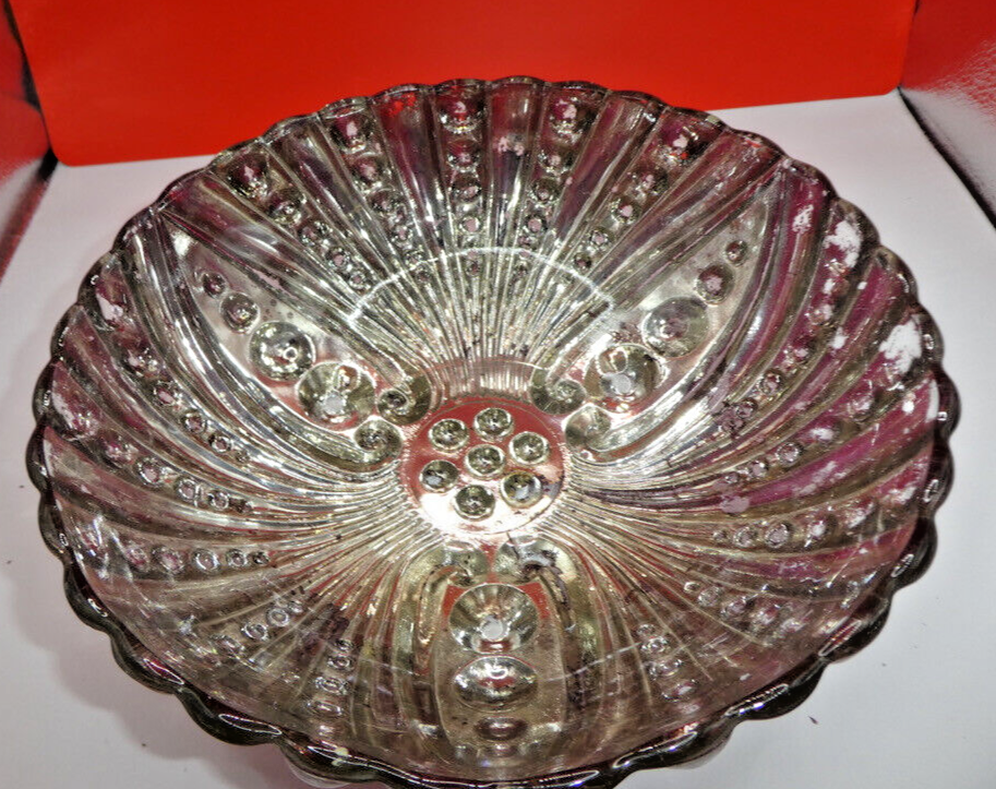 Goofus Glass Silver & Red Bowl Bubble Swirl Pattern, 8 1/2" wide x 3 ...