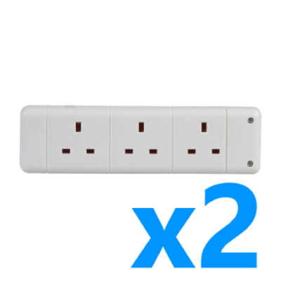 2 Rewireable 13A Trailing Triple Electric UK Mains Extension Socket 3 ...