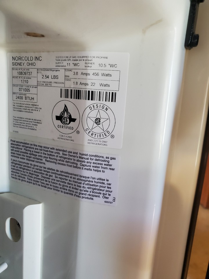 Model 1210 Norcold RV LP/ Electric 12 Cubic Ft. Refriderator | eBay