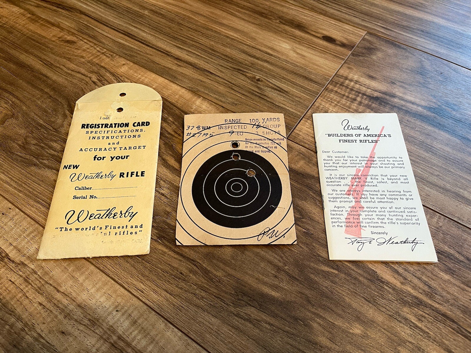 Weatherby Mark V 5 Manual Card Envelope And Target Package Roy ...