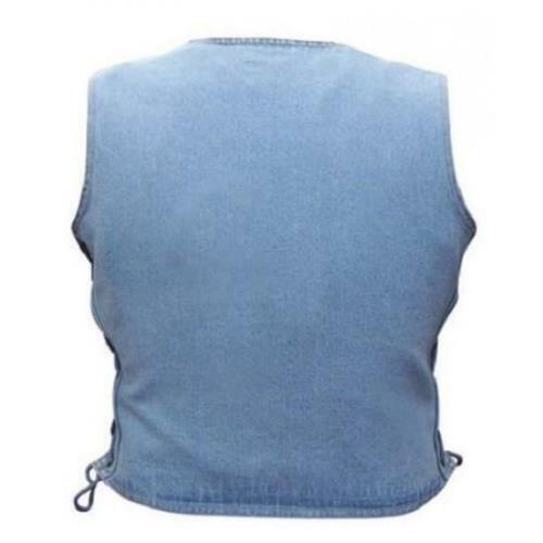 Ladies Blue Denim Side Lace Biker Style Motorcycle Vest | eBay