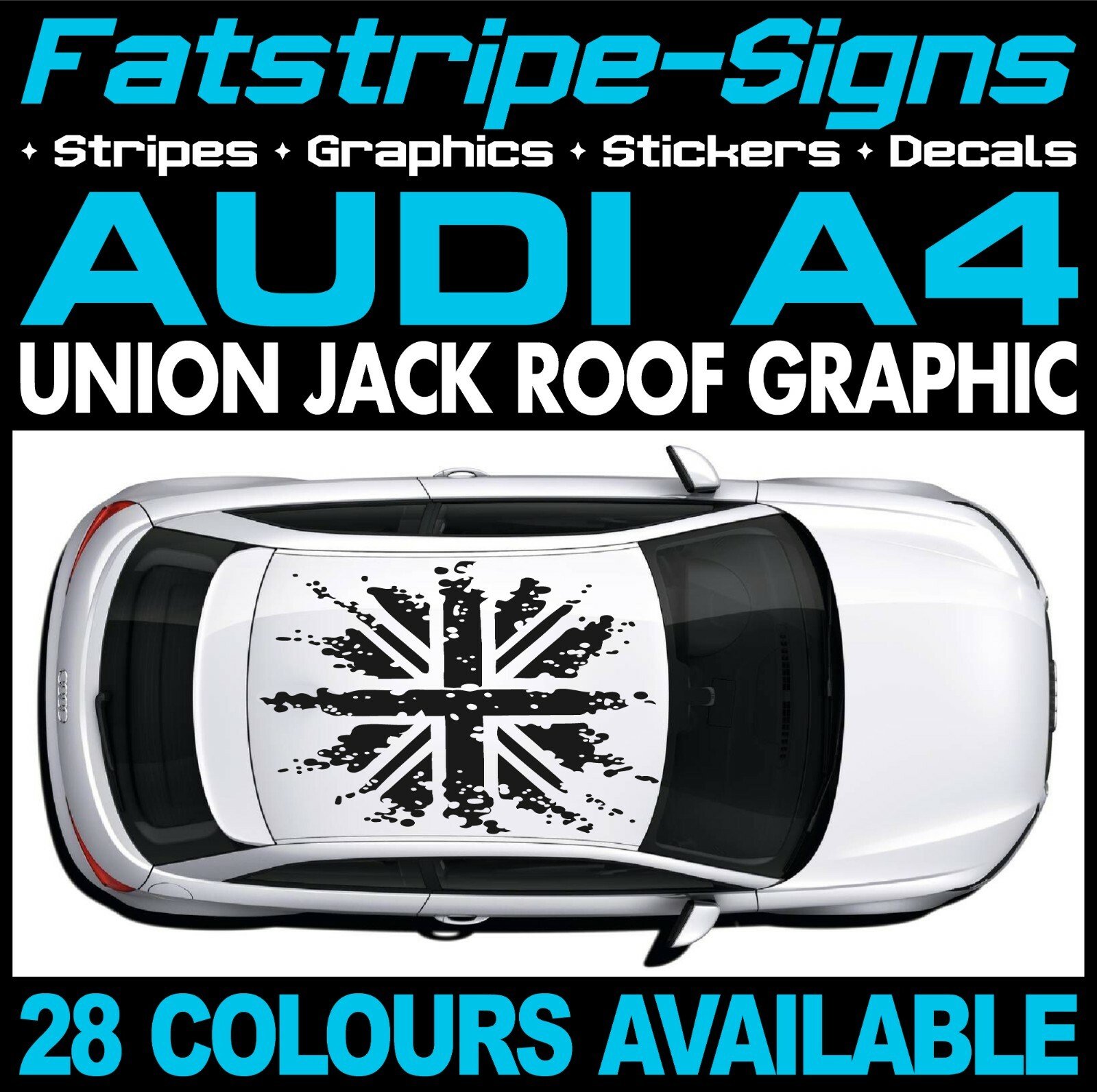 to fit AUDI A5 UNION JACK ROOF GRAPHICS STRIPES STICKERS DECALS S5 RS5 ...
