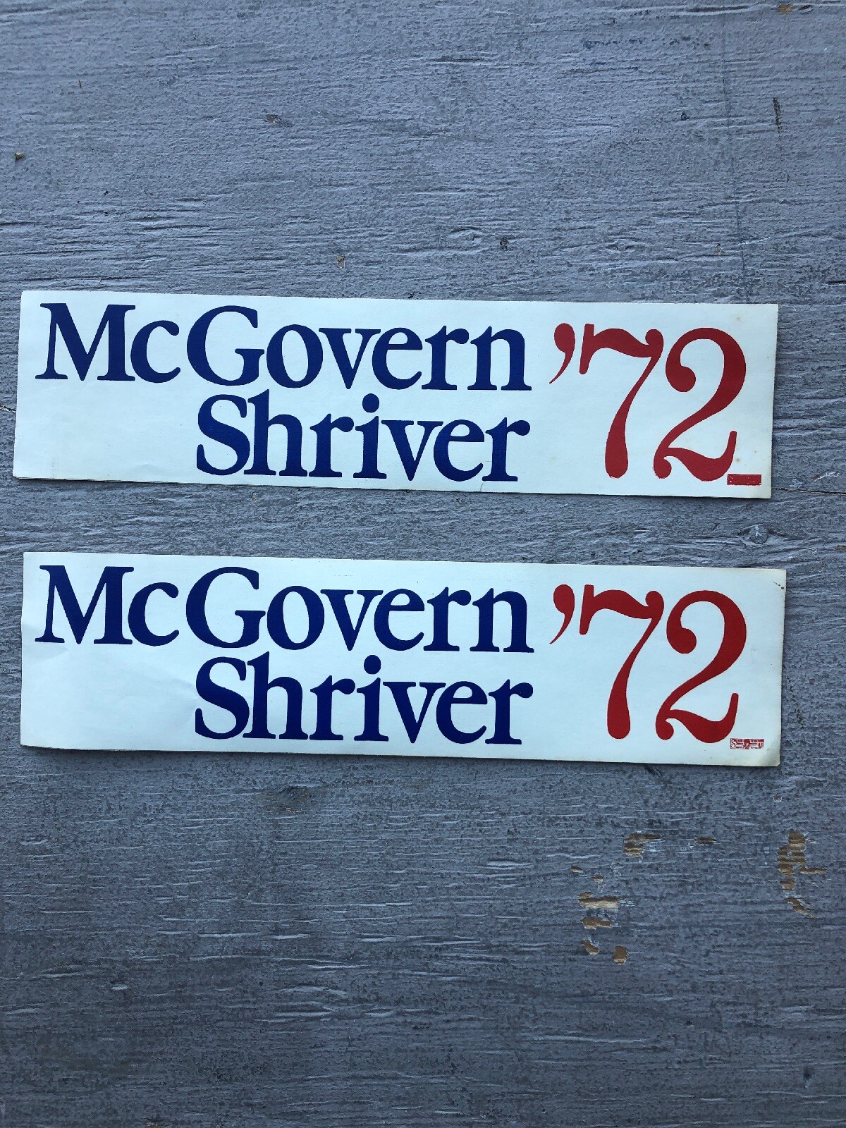 McGOVERN - SHRIVER "72 ORIGINAL VINTAGE HISTORICAL CAMPAIGN BUMPER ...