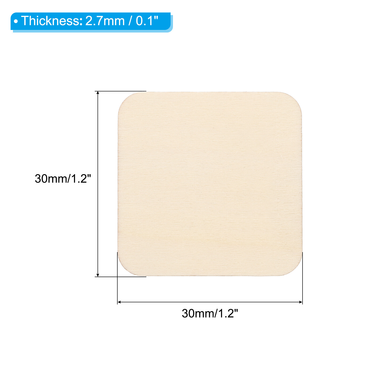 30mm Wood Pieces, 80 Pack Unfinished Square Wood Shapes Wooden Cutouts ...