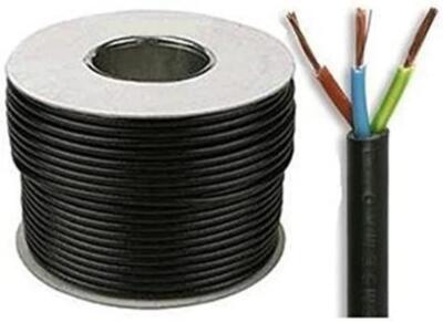 3 Core Black Round Flex PVC Extension Cable Wire 0.75mm 1mm 1.5mm 2.5mm ...