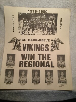 Vtg Poster Barr-Reeve High School IN Basketball 1979-80 Win Regional ...