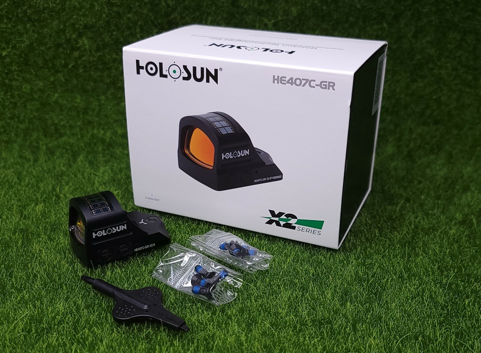 Holosun 2 MOA Green Dot Open Solar Reflex Sight, RMR Footprint - HE407C ...