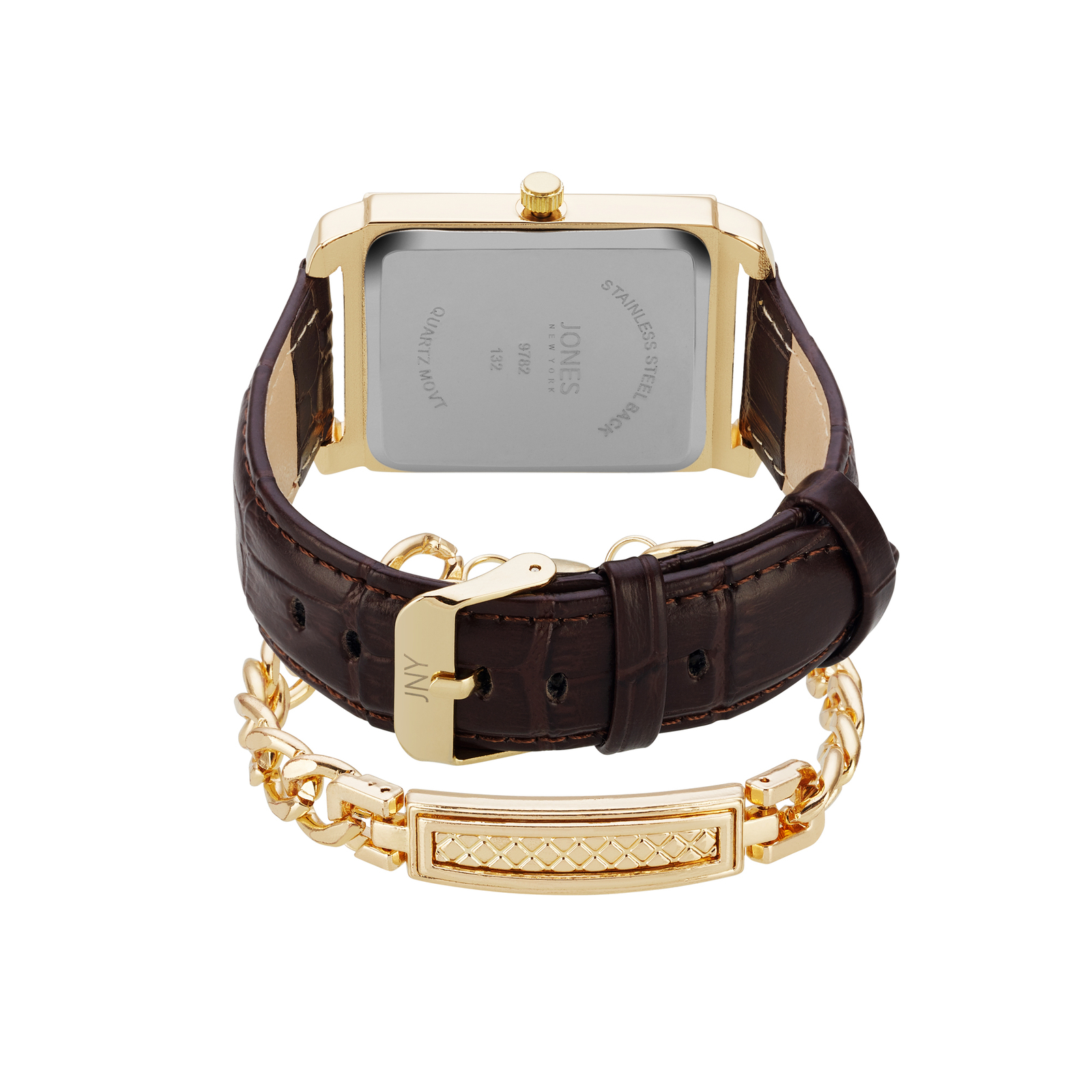 Jones New York Men's Analog Brown PU Watch and Bracelet Set 33mm | eBay