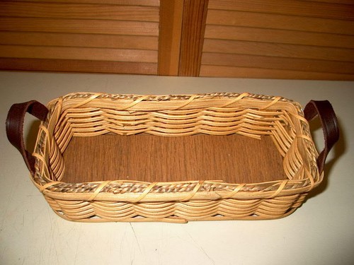 Genuine ZOOK AMISH 'Cracker' BASKET Riveted LEATHER Handles GOLDEN OAK ...