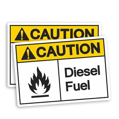 2 x 10cm Caution Diesel Fuel Vinyl Stickers - Warning Workshop Sticker ...