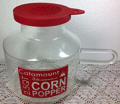 Catamount Flameware 2.5 Quart Glass Microwave Popcorn Popper | eBay