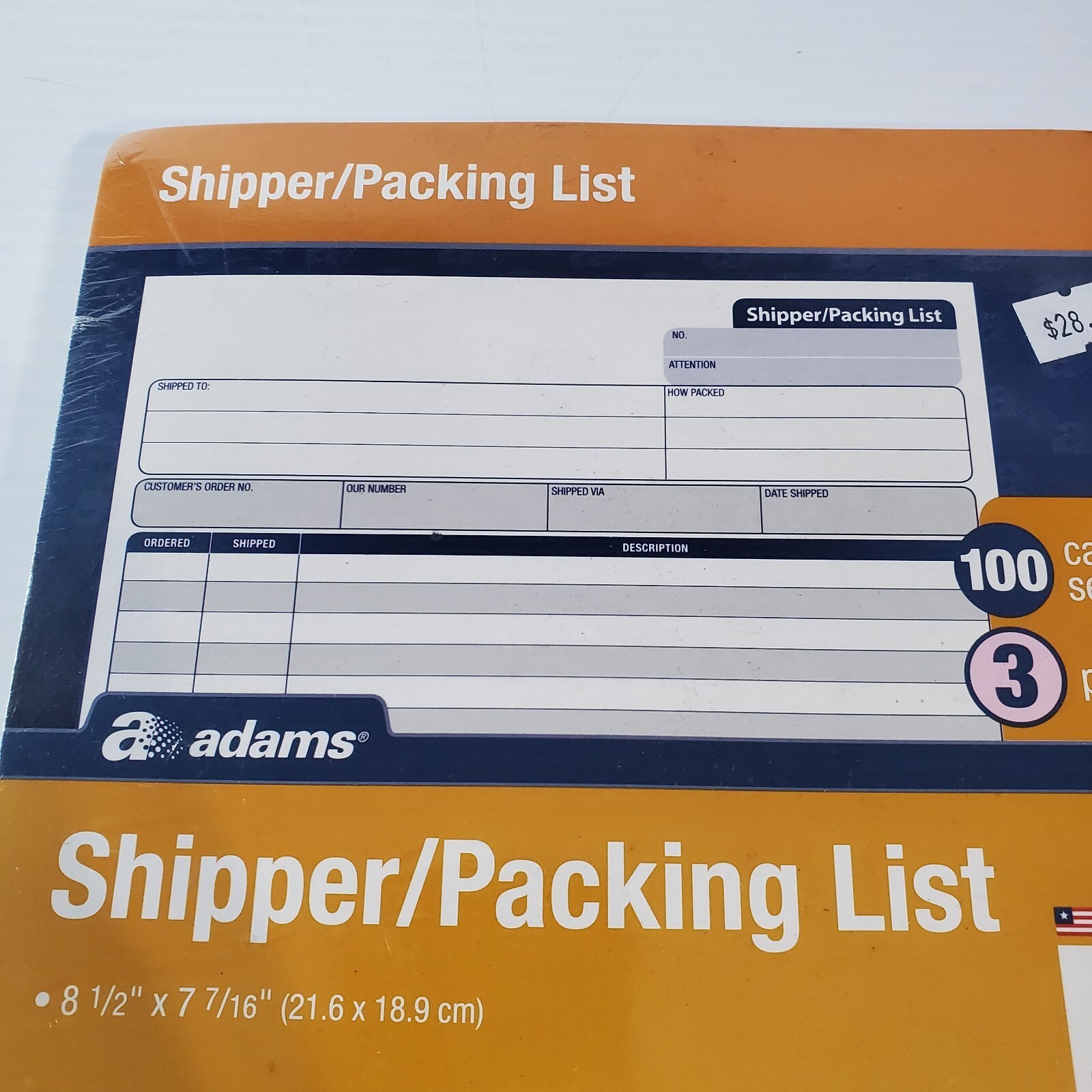 Adams+Shipper+Packing+List+300+Sets+3+Part+Carbonless+Model+NC3876 for ...