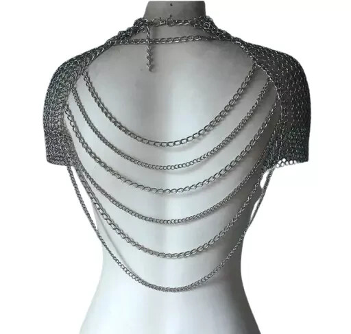 Medieval Chainmail Collar Shoulder Armor Adjustable SS Chainmail Chain ...