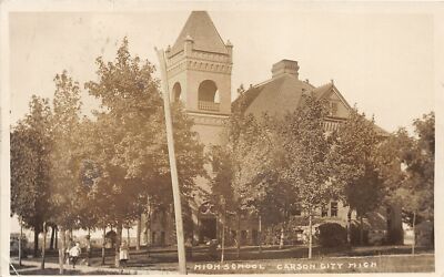 H29/ Carson City Michigan RPPC Postcard c1910 High School Building 19 ...