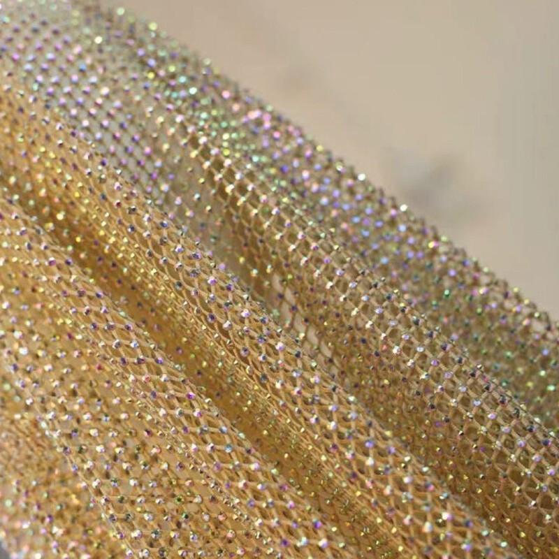 Glitter Fabric Crystal Rhinestone Mesh Net Elastic Cuttable for ...