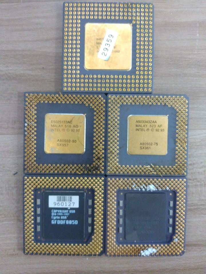 Vintage Ceramic CPUs Mixed Lot of 5 Intel and Cyrix-For Scrap/Gold ...