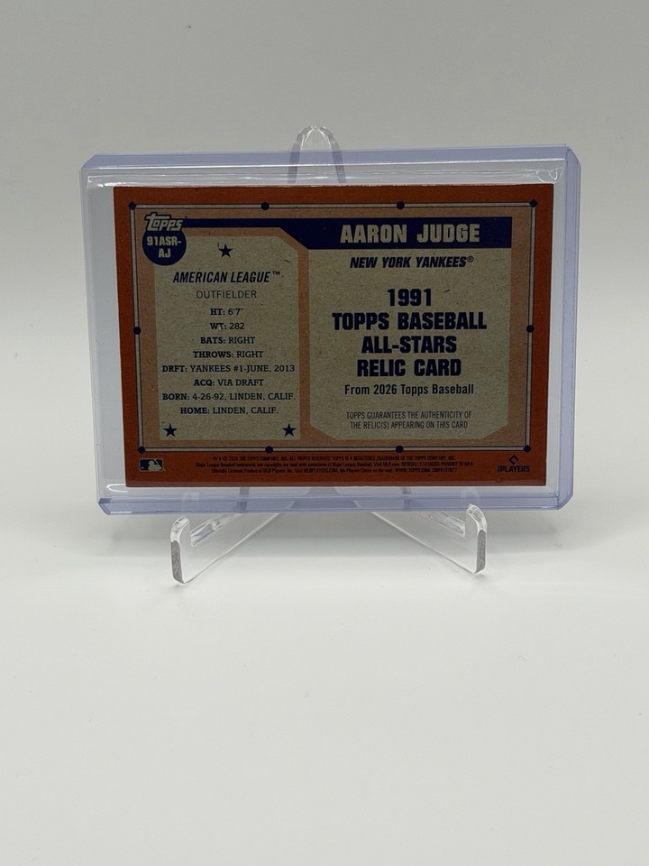 2026 Topps Series 2 - 1991 Topps Relic - Aaron Judge - Orange /25 ...